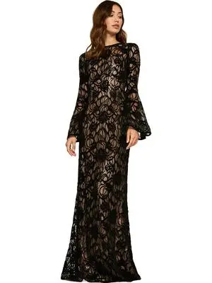 Tadashi Shoji Calix Sequin Lace-over Gown - Black/copper