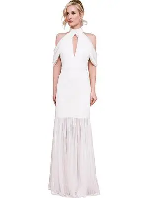 Tadashi Shoji Alcott Cold-shoulder Corded Lace Gown - Ivory