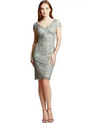 Tadashi Shoji Embroidered Tulle Dress - Ash Grey