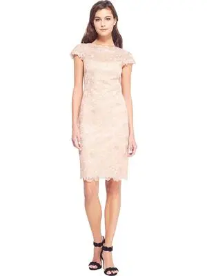 Tadashi Shoji Rose Motif Sheath Dress - Petal/gold