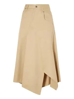 Loewe Asymmetrical Cotton-gabardine Midi Skirt - Neutrals