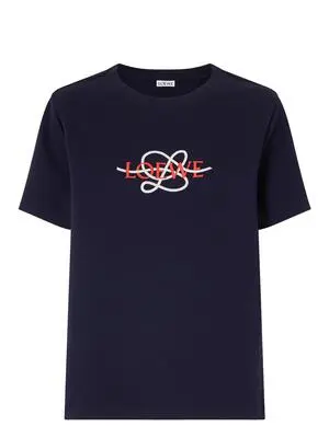 Loewe Anagram Embroidered Cotton-blend T-shirt - Blue