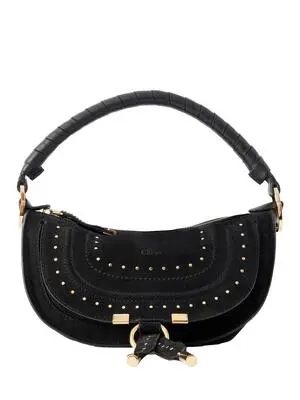Chloé Marcie Mini Studded Suede Tote - Black