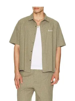BOUND Gingham Cropped Shirt In Green - Olive
