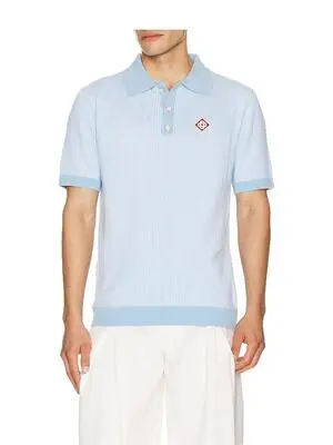 Casablanca Pinstripe Polo Shirt In Blue - Light Blue