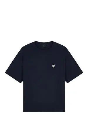 Giorgio Armani T-shirt Regular Fit In Cotton And Modal Interlock Jersey - Navy Blue