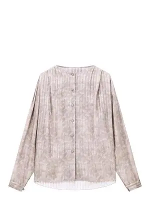 Giorgio Armani Collarless Printed Silk Blouse With Shoulder Pleats - Patterned