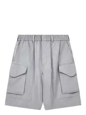 Giorgio Armani Bermuda Cargo Shorts In Washed Lyocell Poplin - Grey