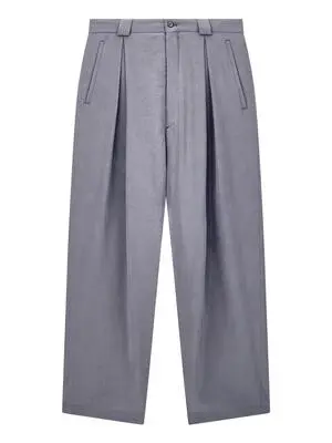 Giorgio Armani Oversized Trousers In Washed Silk Blend - Grey