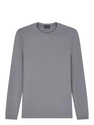 Giorgio Armani Long Sleeve Jumper In Stretch Viscose - Grey