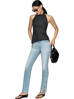 Ag Mari Mid-rise Straight-leg Jeans With Split Hem - Flight