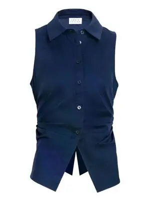 Tanya Taylor Hannah Sleeveless Gathered Top - Blue