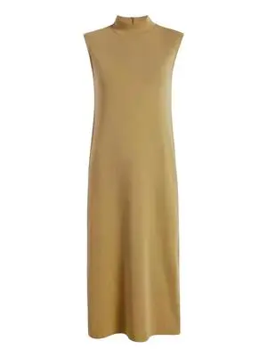 Another Tomorrow Seamed Mock-neck Midi Dress - Neutrals