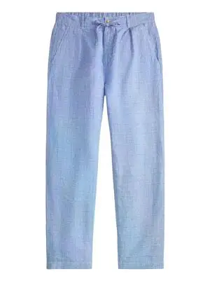 Polo Ralph Lauren Pleated Linen Trousers - Blue