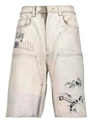 PALY Holy Mountain Distressed Graphic Print Shorts