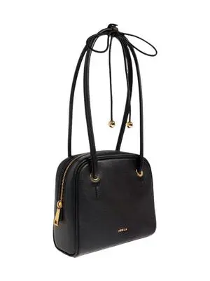 Furla Poppy Leather Shoulder Bag - Black
