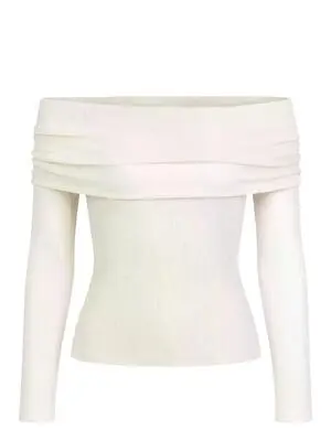 PETAR PETROV Off-shoulder Ribbed Top - Neutrals