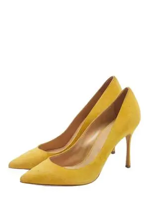 SERGIO ROSSI Suede Pointed Toe Stiletto Pumps - Yellow