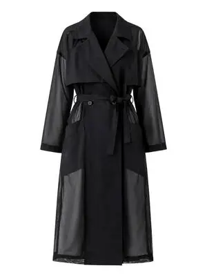 COG THE BIG SMOKE Dominique Mesh-panel Trench Coat - Black