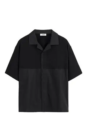 Cos Relaxed Contrast-panel Shirt - Black