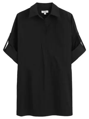 Cos Cotton-poplin Short-sleeved Shirt Dress - Black