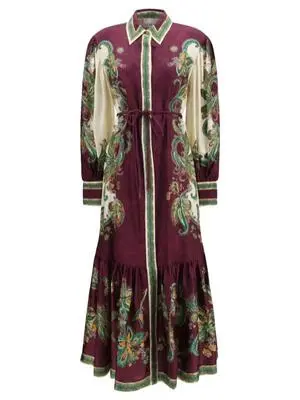 ALEMAIS Ruthie Floral Midi Shirt Dress - Multicolor