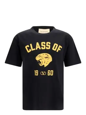 Valentino Garavani Cotton T-shirt With Panther Print - Black