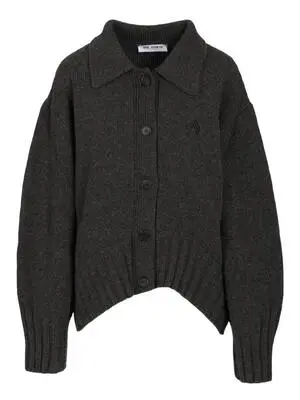Attico Embroidered Logo Knit Cardigan - Gray