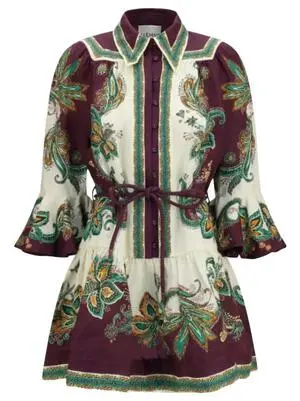 ALEMAIS Ruthie Paisley-print Linen Mini Dress - Multicolor