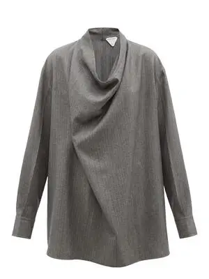 BOTTEGA VENETA Bottega Veneta Striped Draped Collar Shirt