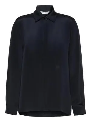 Max Mara Long-sleeved Shirt With Classic Collar And Double-layered Cuffs - Ultramarine