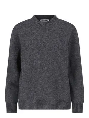 JIL SANDER Round Neck Long Sleeve Sweater - Grey