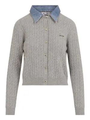 Miu Miu Wool And Cashmere Cardigan - Grey