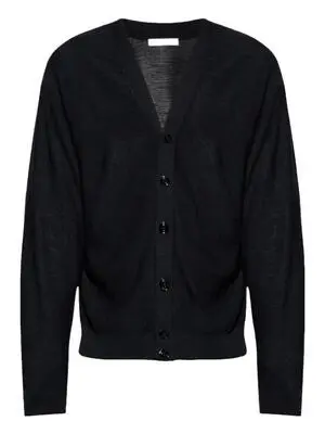 LEMAIRE Long Sleeved V-neck Cardigan With Ribbed Details - No
