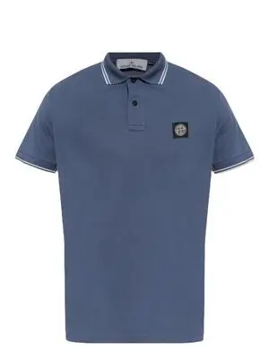 Stone Island Logo Patch Short-sleeve Polo Shirt - Blue