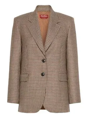 Max Mara Houndstooth Single-breasted Blazer - Black