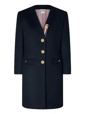 Thom Browne Zibeline Cardigan Coat - Navy Blue