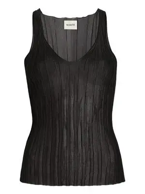 Khaite Khaite Ribbed V-Neck Knit Top Black