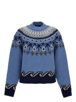 Alanui Sweet Winter Patterned Knitted Sweater - Blue