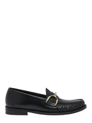 Alexander McQueen Leather Loafers With Gold Buckle - Black
