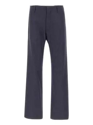 MAISON MARGIELA Fringed-edge Wool Trousers - Navy Blue