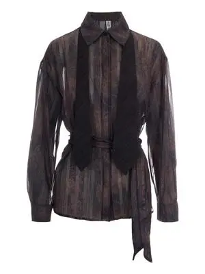 Liu Jo All-over Patterned Scarf Detailed Shirt - Black