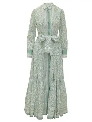 MC2 SAINT BARTH Long Sleeve Printed Maxi Dress - Gray
