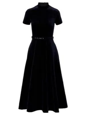 EMILIA WICKSTEAD Camilla Cotton Velvet Midi Dress - Black