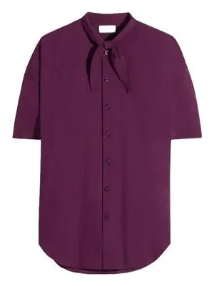 LEMAIRE Integrated Scarf Short Sleeve Shirt - Grape
