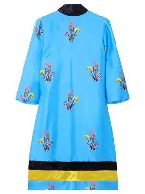 Marni Floral-print Silk-twill Mini Dress - Blue