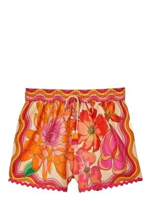 FARM RIO Farm Rio Elastic Waist Floral Print Shorts