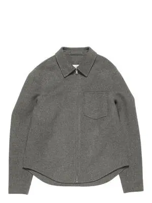 Acne Studios Zip-up Shirt Jacket In Double Splittable Cashmere Wool - Gray