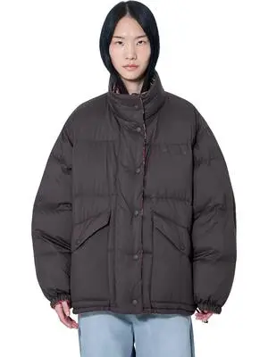 Miu Miu Padded Jacket With High Collar - Brown