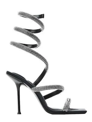 Alexander Wang Julie Crystal Hotfix Coil Sandal - Black/silver